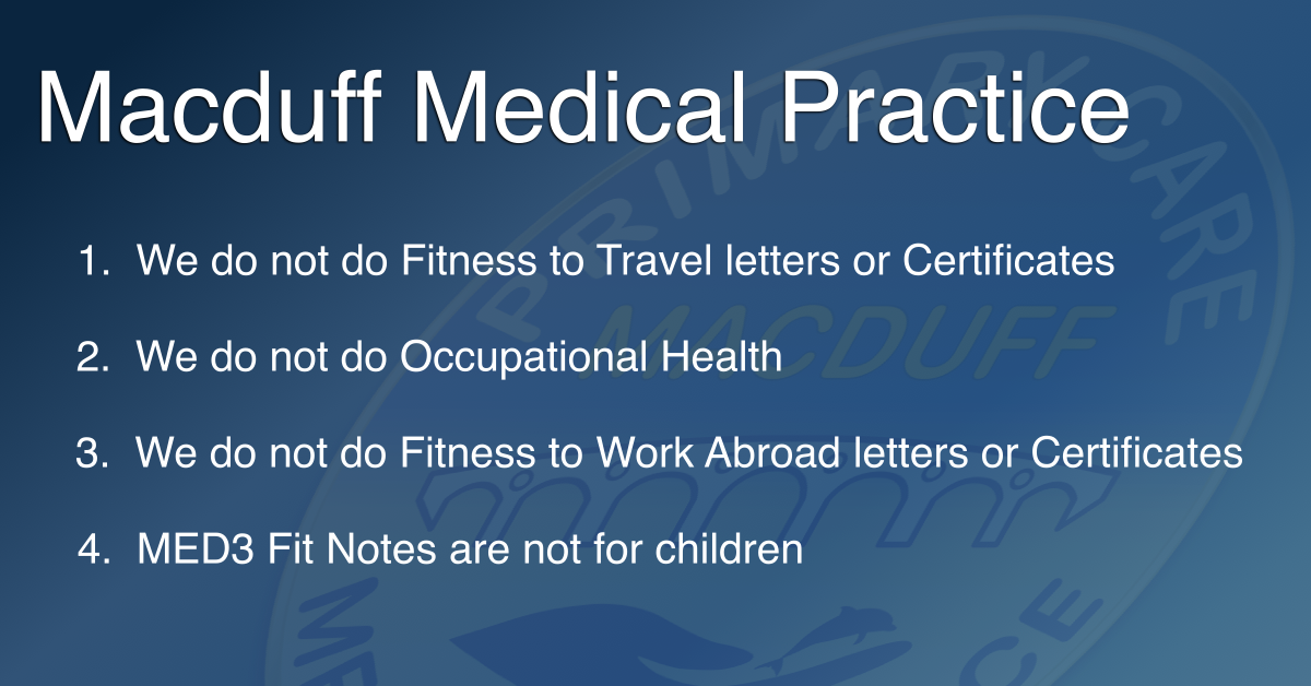 Get a Fit Note (MED3 | MED 3 | Sick Line | Fitnote) - Macduff Medical ...